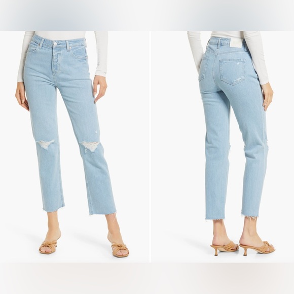 PAIGE | Jeans | Paige Distressed High Waist Straight Leg Jeans | Poshmark